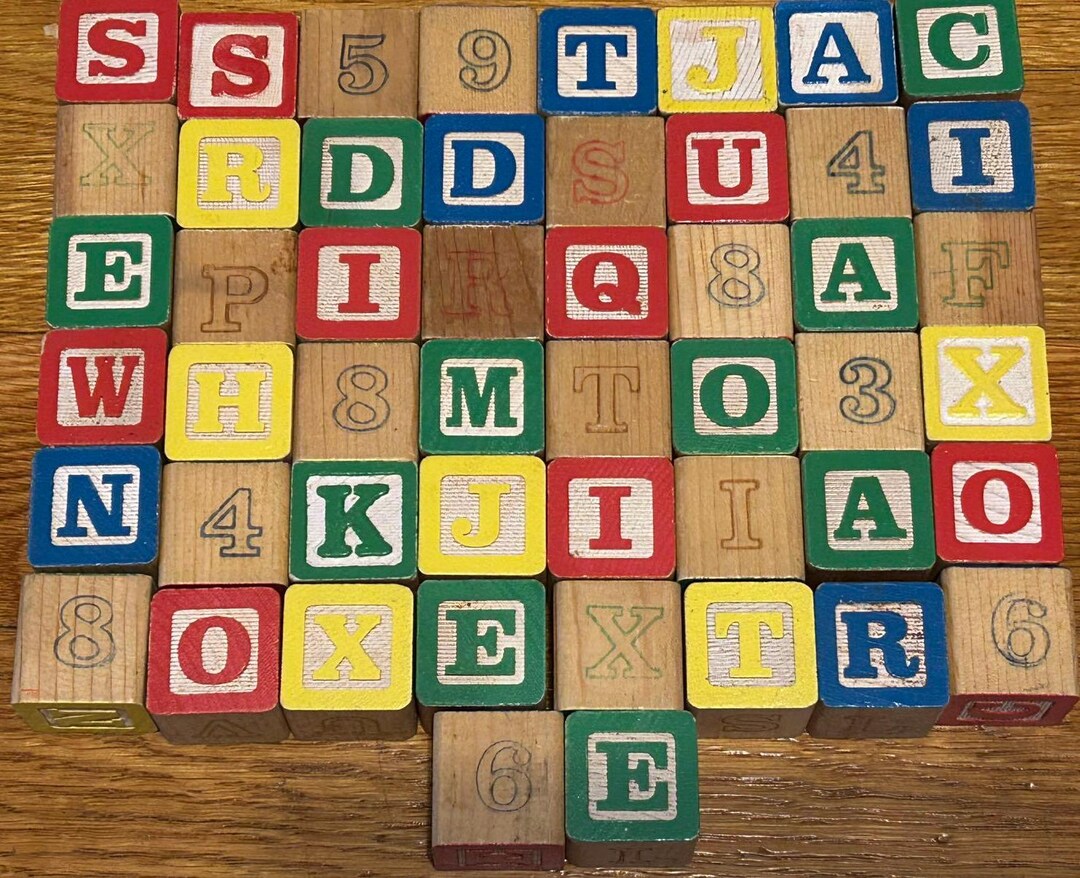 Fifty Vintage Wooden Blocks Lot Letters Numbers - Etsy