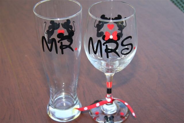 Mr. & Mrs. Disney Set Glassware Disney Wedding Engagement | Etsy