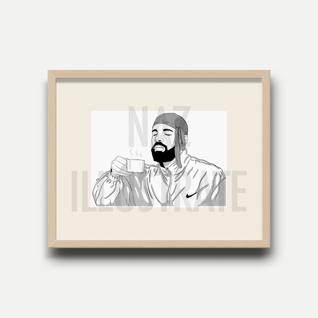 Drake Sipping Tea A4 Art Print - Etsy