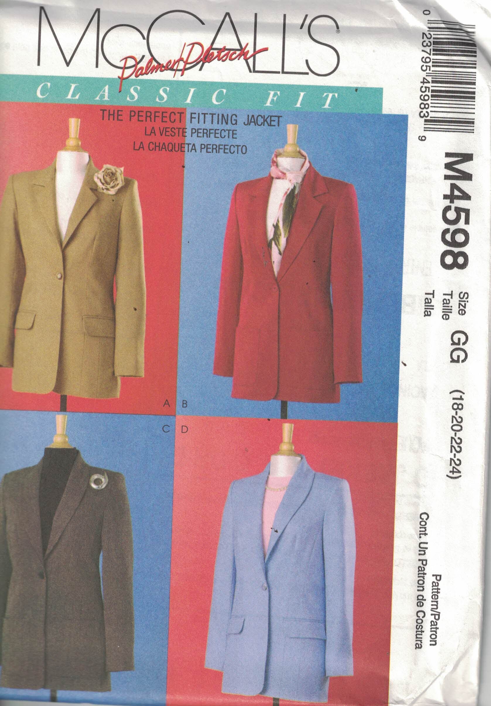 Sewing Pattern Lined Jacket The Perfect Fitting Jacket McCall's 4598 ...