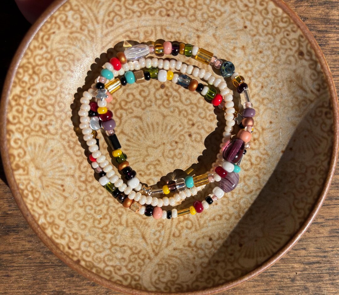 Eclectic Multi-color Bead Bracelet, Perfect Christmas, Birthday Gift ...