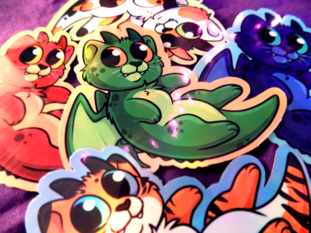 CLEARANCE: Kittydragons Matte or Holographic Vinyl Stickers - Etsy