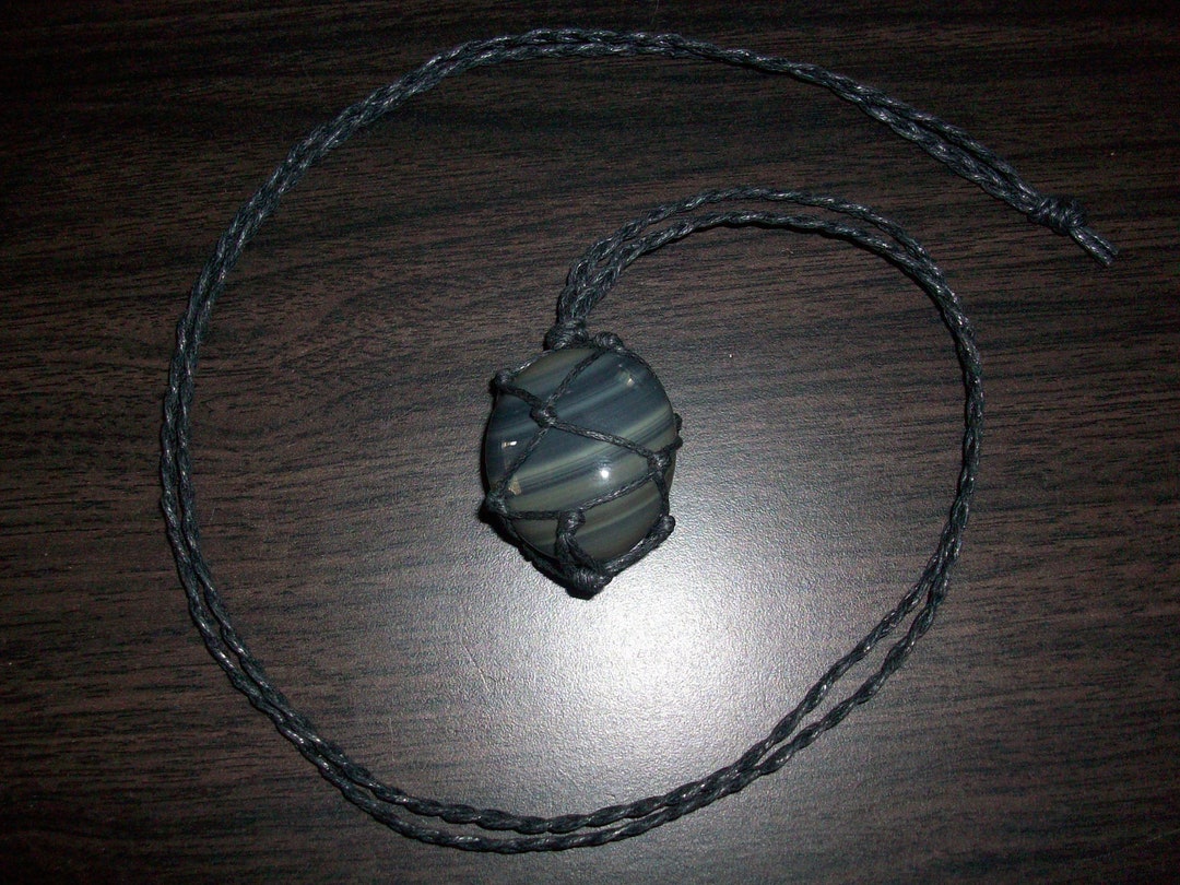 Banded Obsidian Braided Necklace - Etsy
