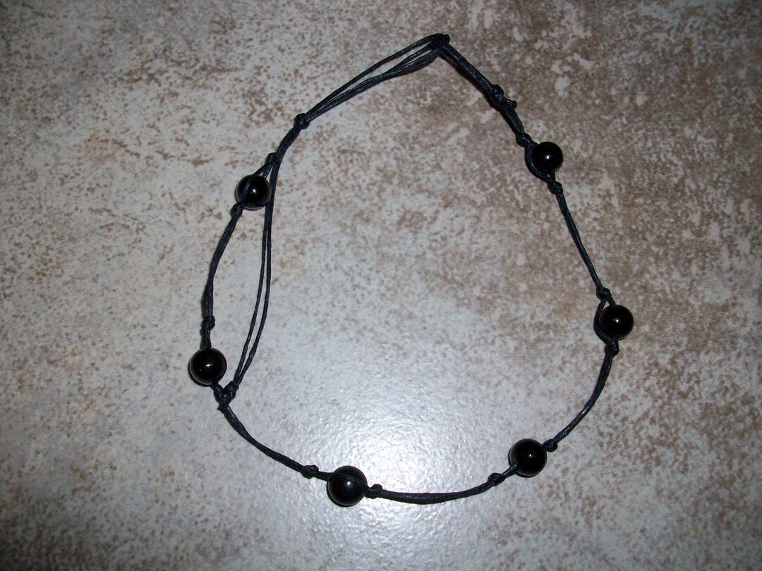 Jet Stackable Knotted Anklet - Etsy