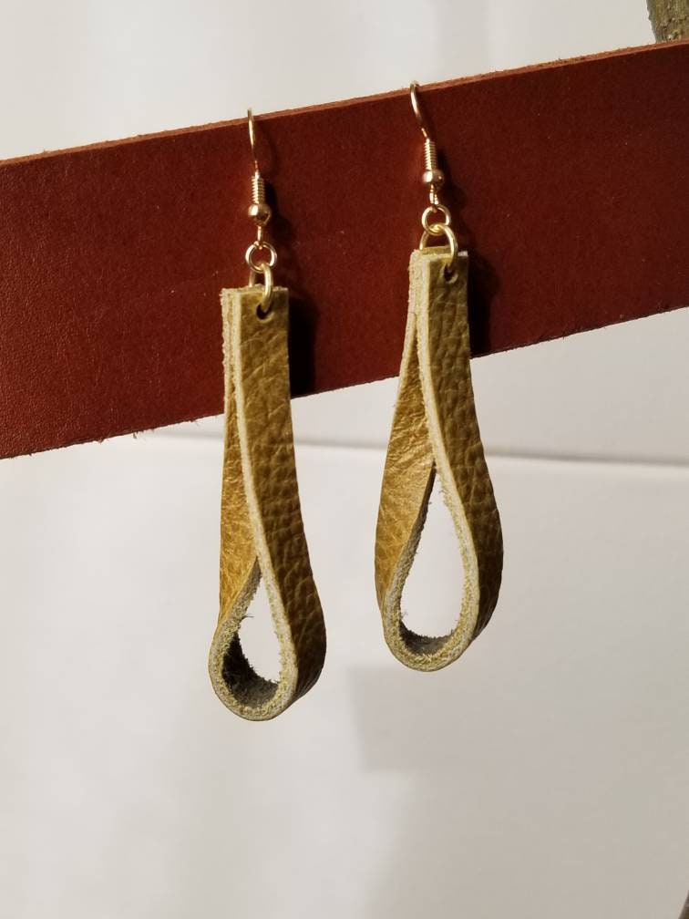 Leather Loop Earrings Leather Earrings Dangle Earrings - Etsy UK