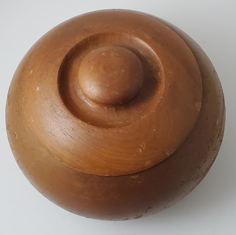 Circa 1950s Wooden Bowl Tobacco Humidor With Aztec Style Humidifying ...