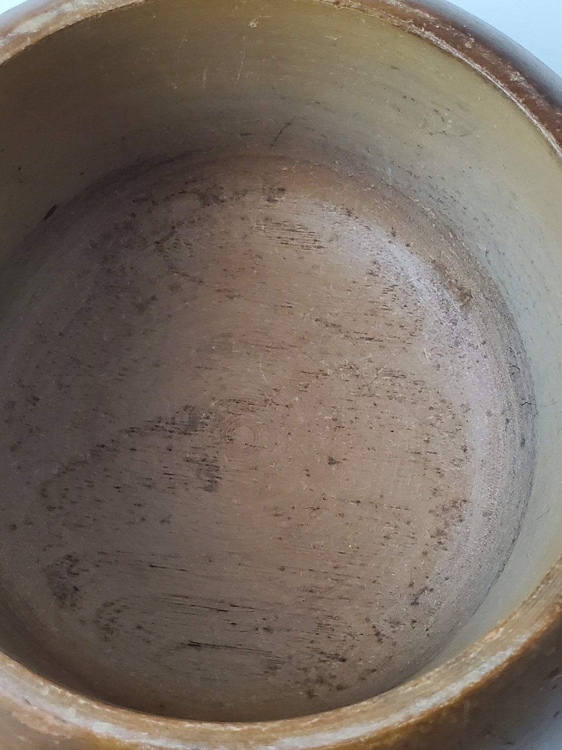 Circa 1950s Wooden Bowl Tobacco Humidor With Aztec Style Humidifying ...