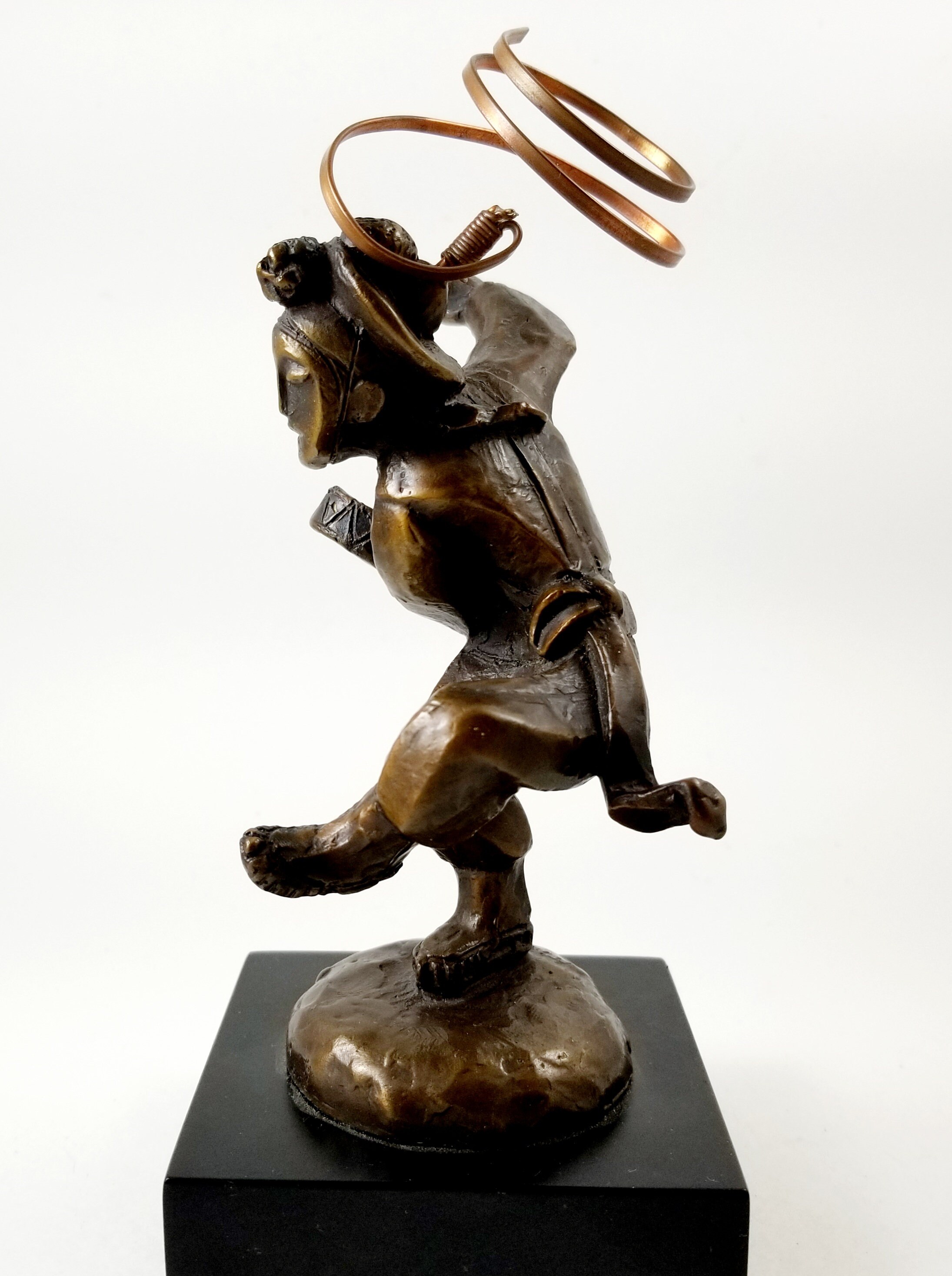 Bernard Kim Bronze Sculpture Traditional Korean Drum Dancer Wielding a ...