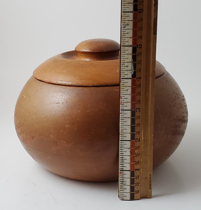 Circa 1950s Wooden Bowl Tobacco Humidor With Aztec Style Humidifying ...