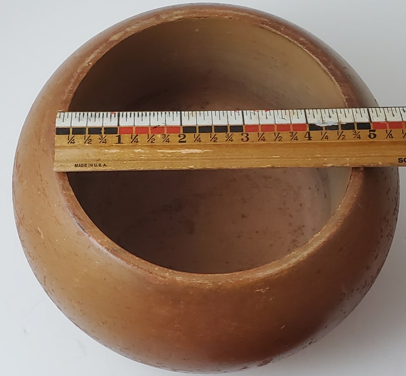 Circa 1950s Wooden Bowl Tobacco Humidor With Aztec Style Humidifying ...