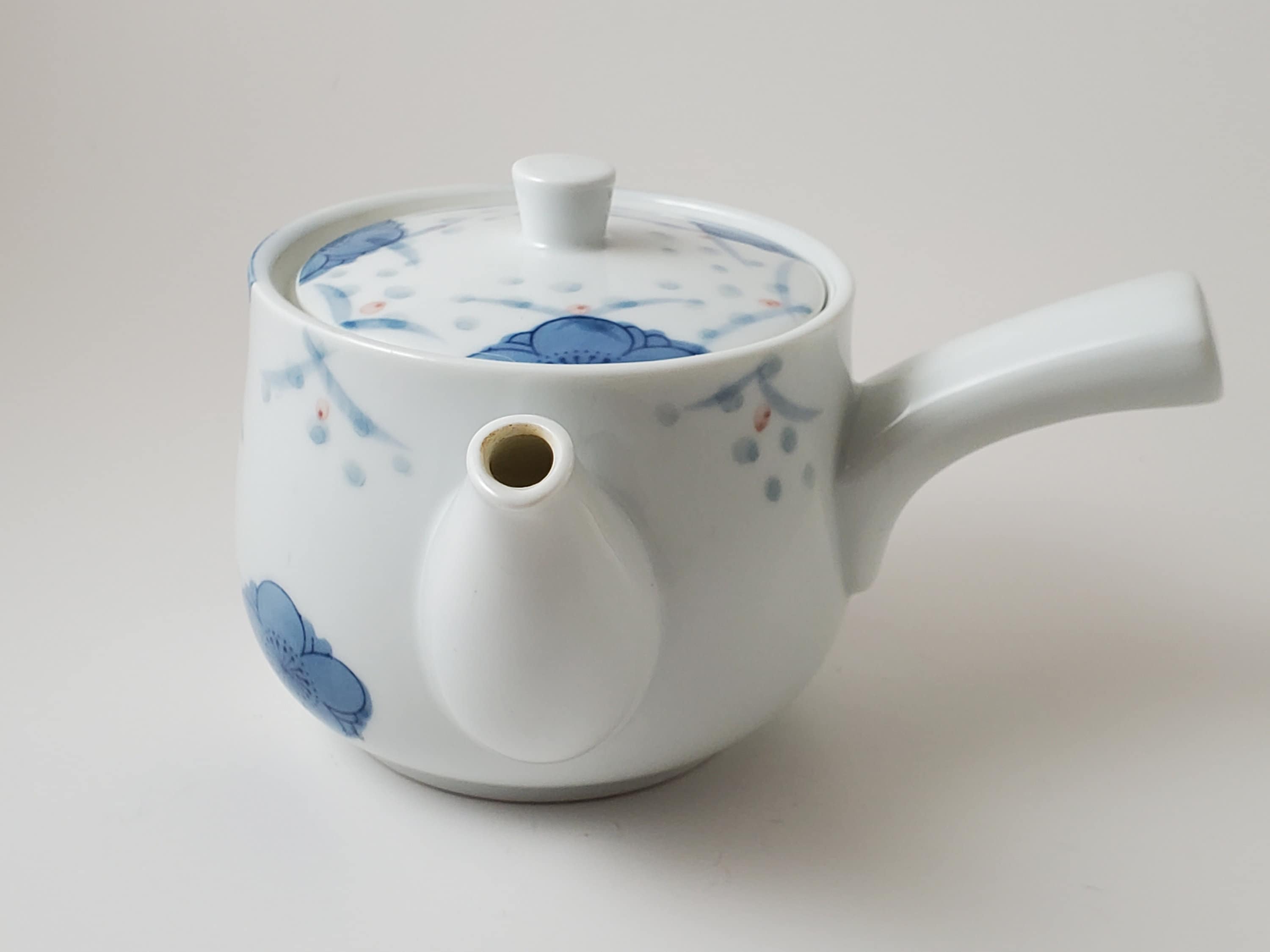 Japanese Kyusu White Porcelain Teapot With Blue Flowers - Etsy