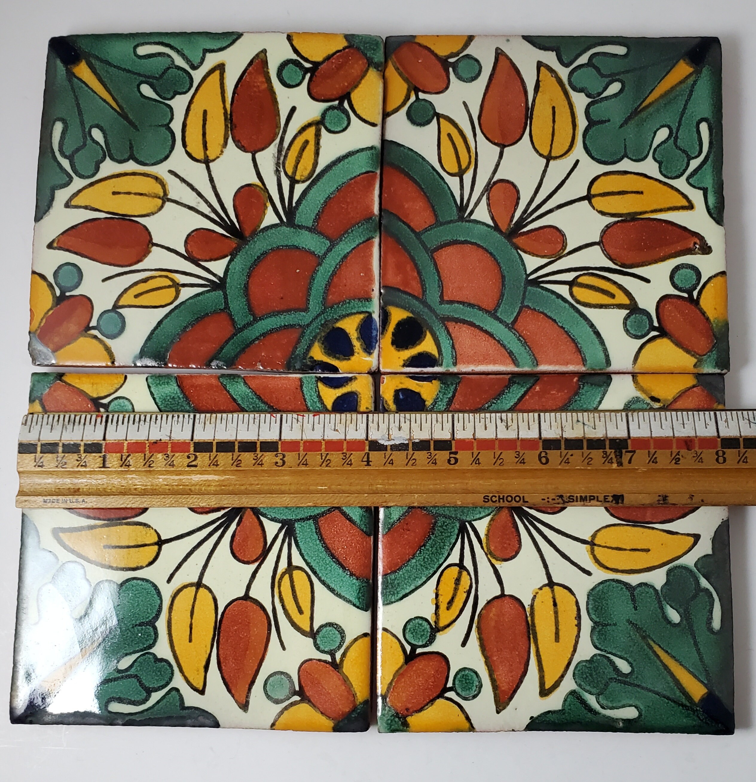 4 Talavera Mexican Handmade Tiles - Etsy