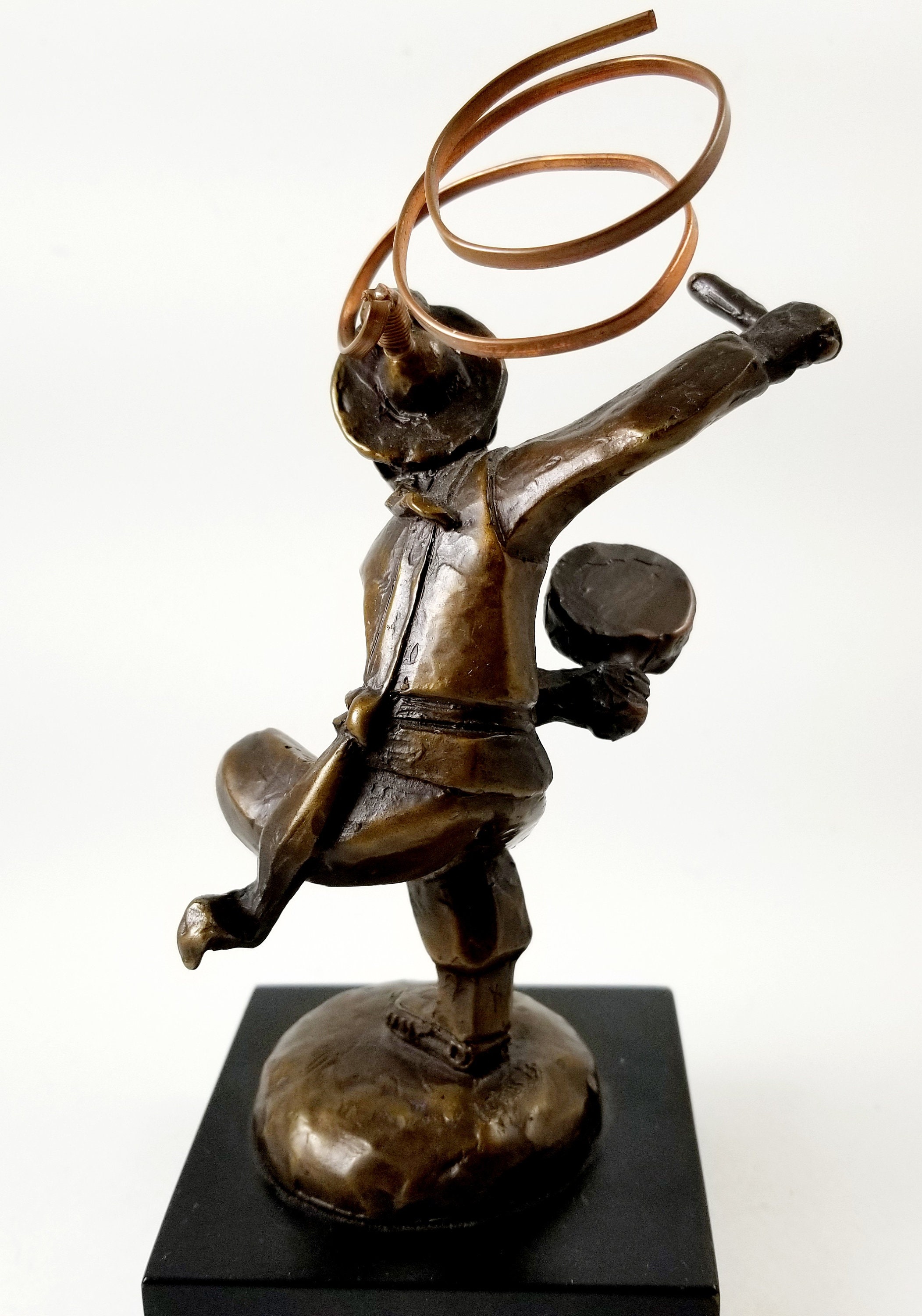 Bernard Kim Bronze Sculpture Traditional Korean Drum Dancer Wielding a ...