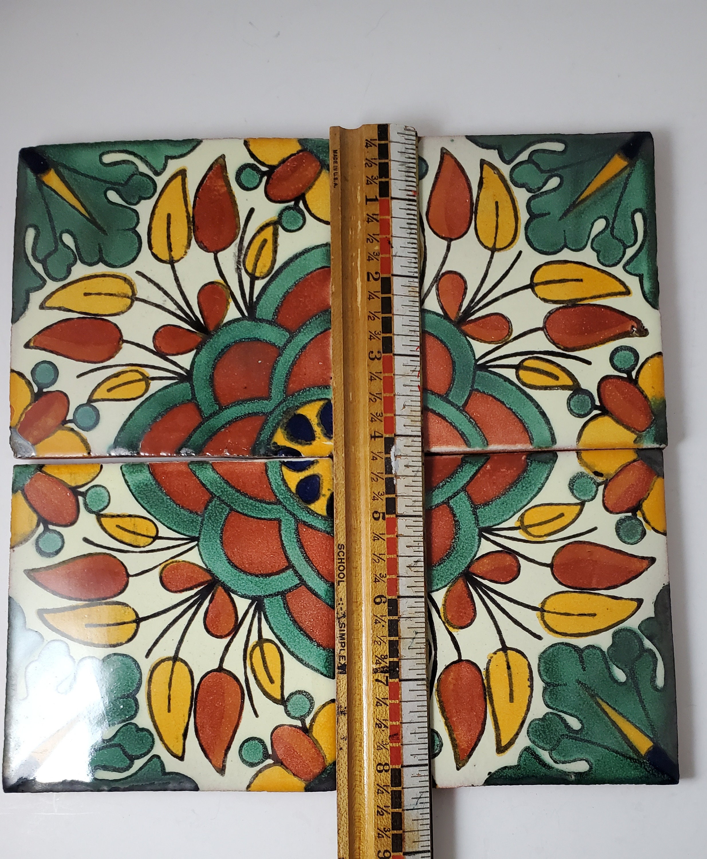 4 Talavera Mexican Handmade Tiles - Etsy