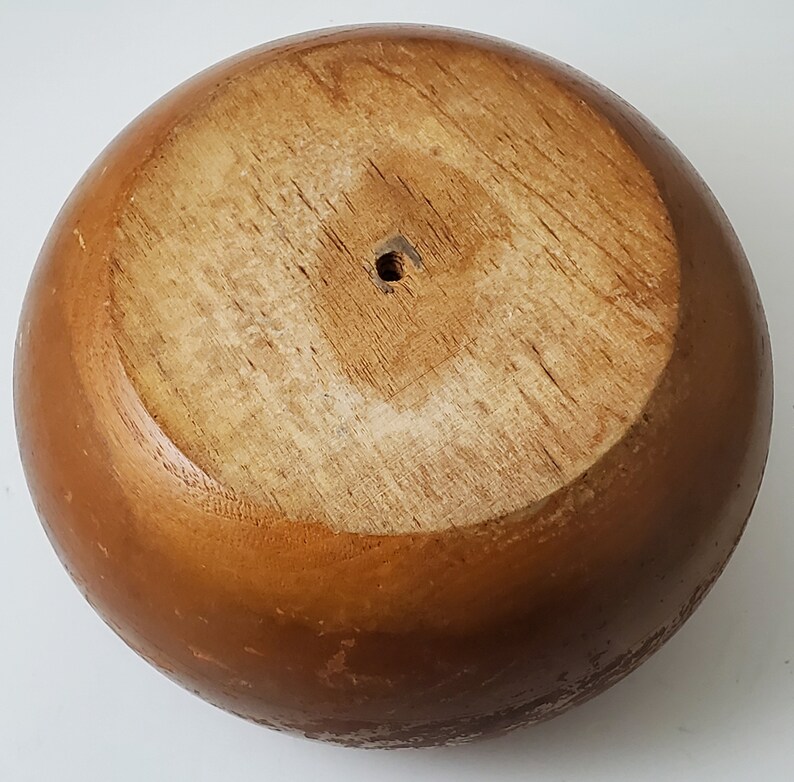 Circa 1950s Wooden Bowl Tobacco Humidor With Aztec Style Humidifying ...