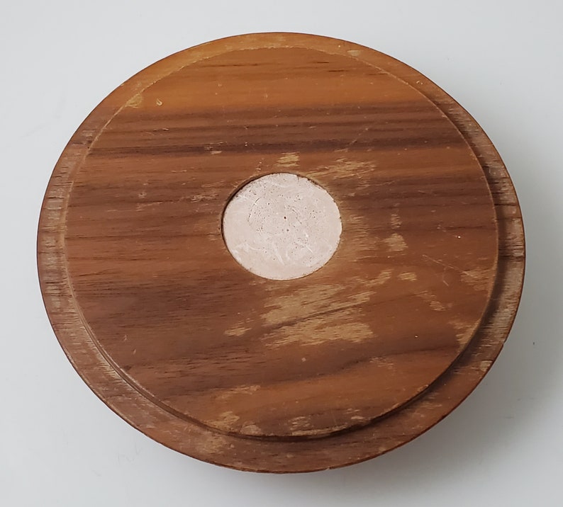 Circa 1950s Wooden Bowl Tobacco Humidor With Aztec Style Humidifying ...