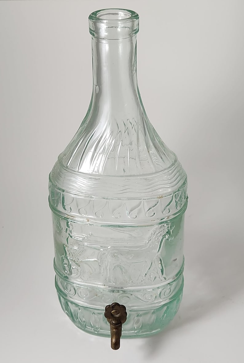 Italian Glass 1.8 L Decanter With Brass Spigot and Chariot With Horse ...