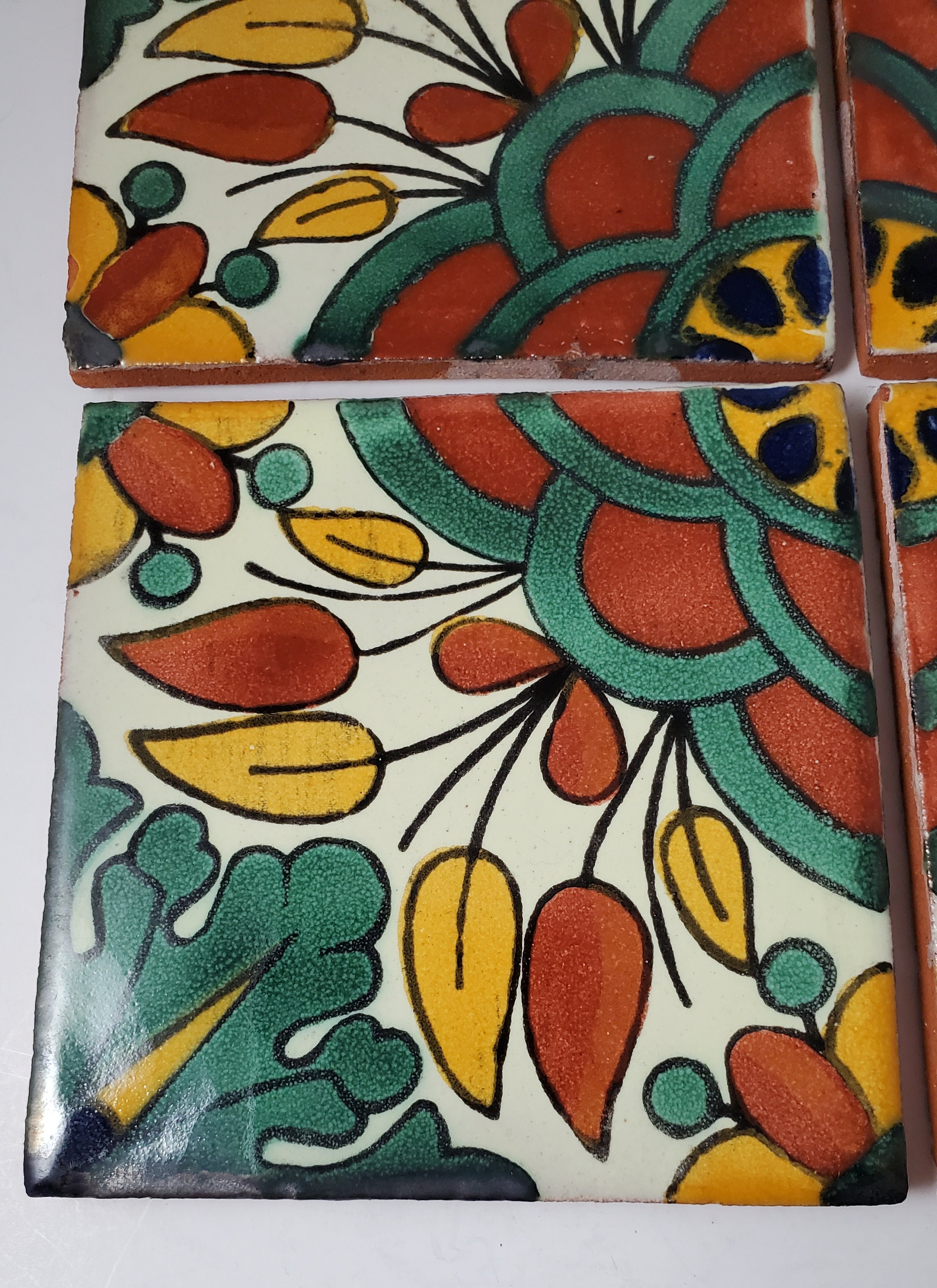 4 Talavera Mexican Handmade Tiles - Etsy