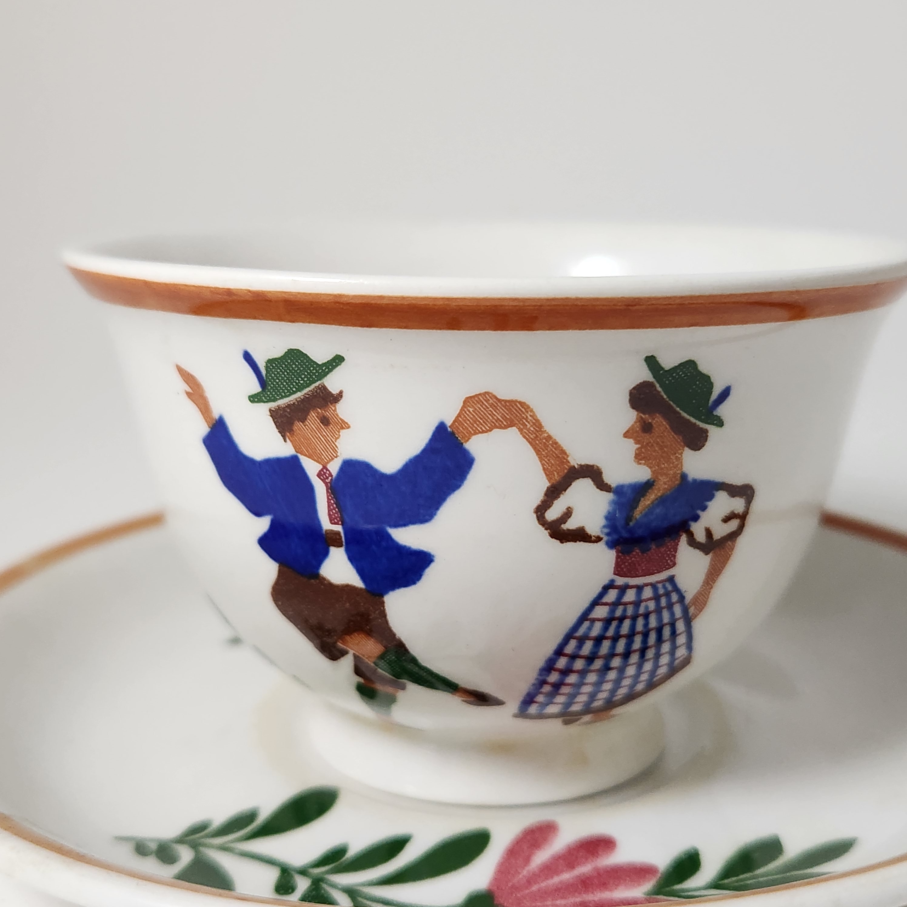 Alpine Peasant Ware Teacup and Saucer Set Dancing Pair, Made in Germany ...