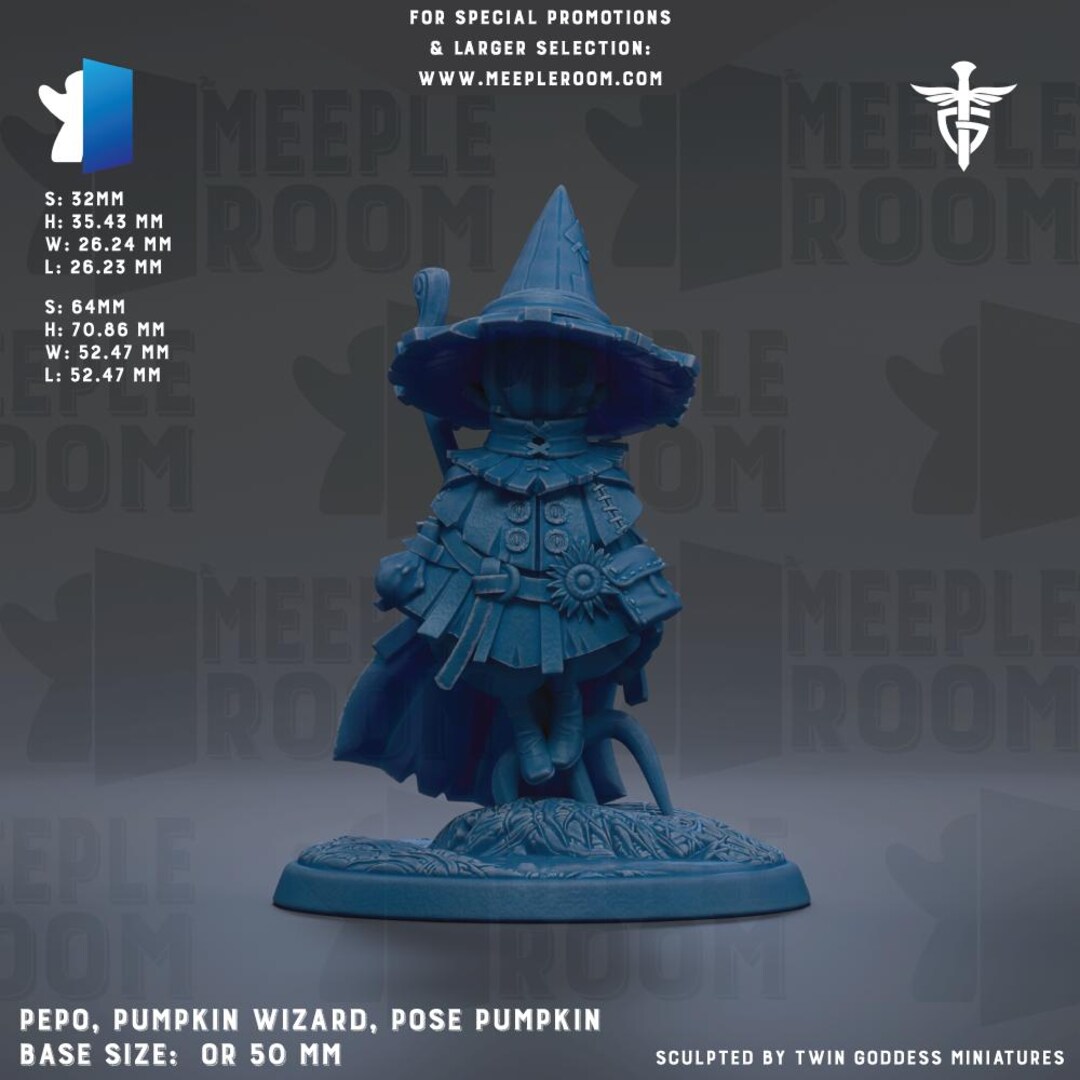 Pepo the Pumpkin Wizard by Twin Goddess Miniatures | Unpainted | Print ...