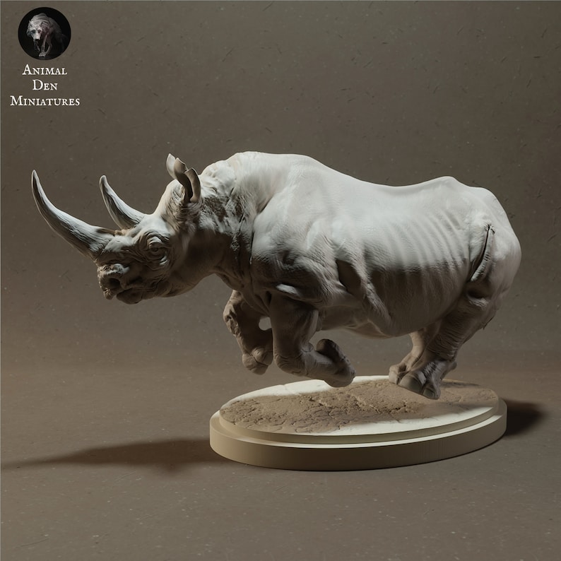 Black Rhino 1:24 Scale Model by Animal Den Miniatures | Unpainted ...