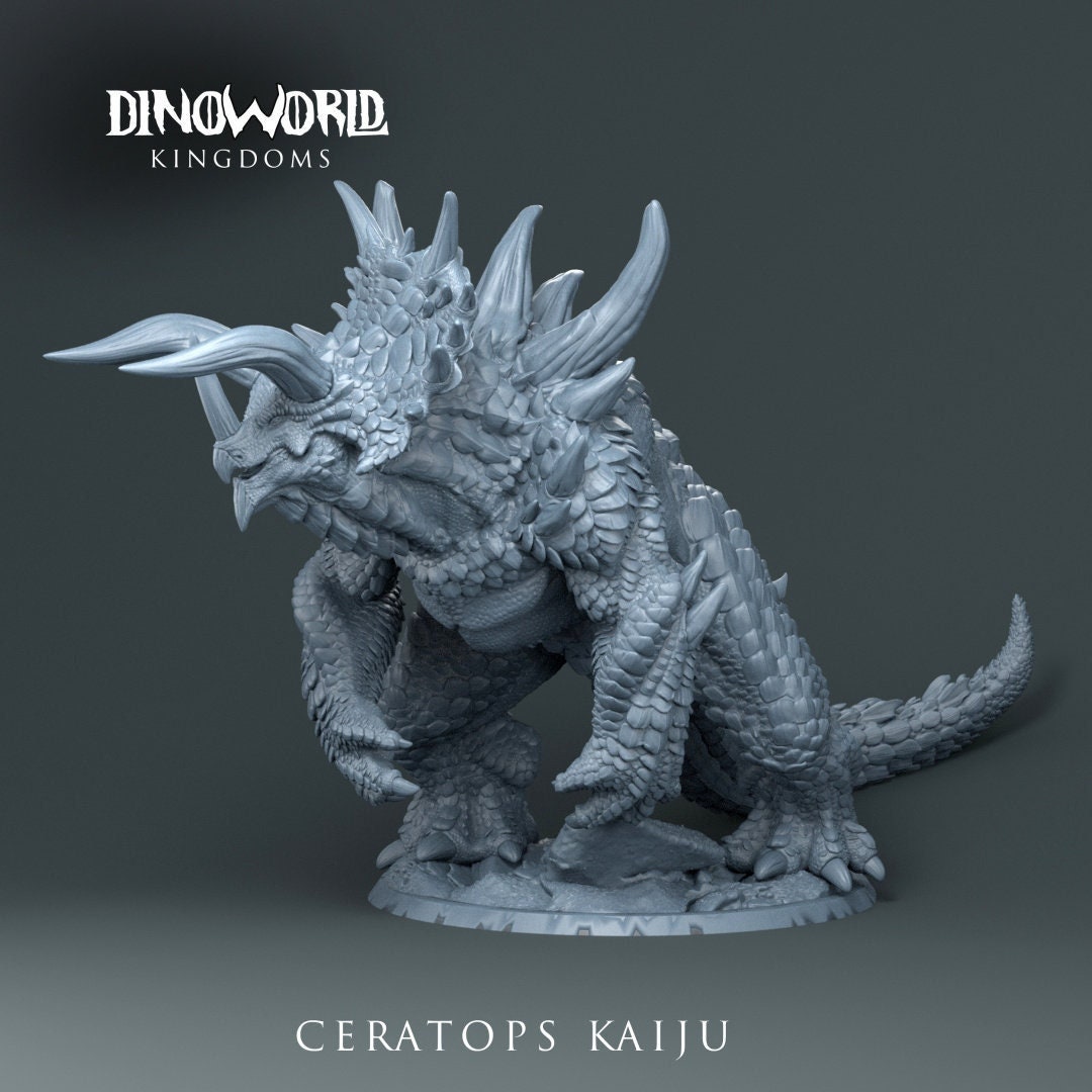 Ceratops Kaiju by Dinoworld Kingdoms | Unpainted | Print on Demand | Use Code FREESHIP50 - Etsy