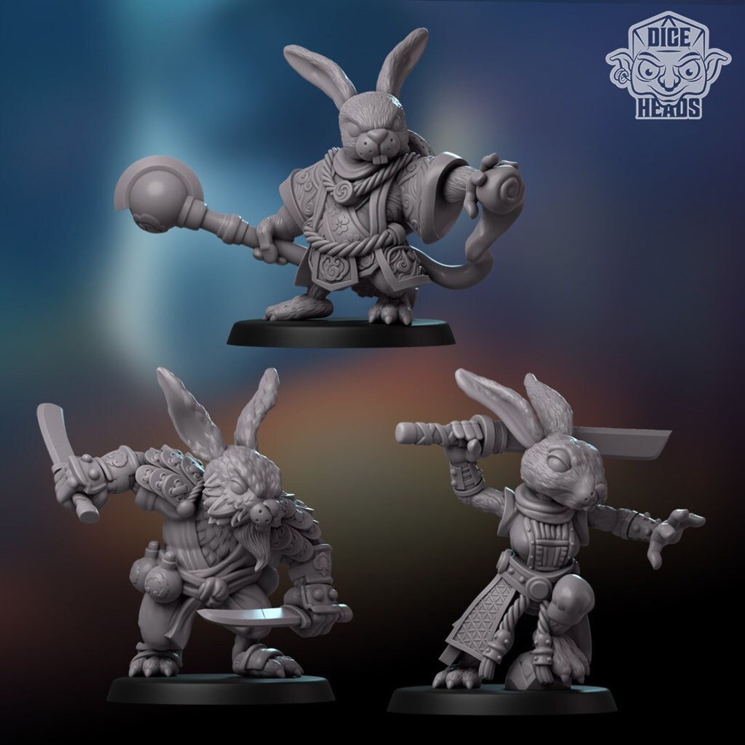 Samurai Rabbits by Dice Heads | Unpainted | Print on Demand | Use Code ...