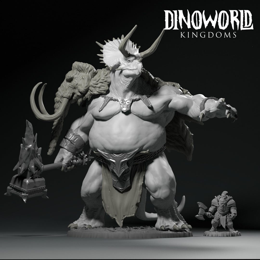 Triceratops Demigod by Dinoworld Kingdoms | Unpainted | Print on Demand | Use Code FREESHIP50 - Etsy