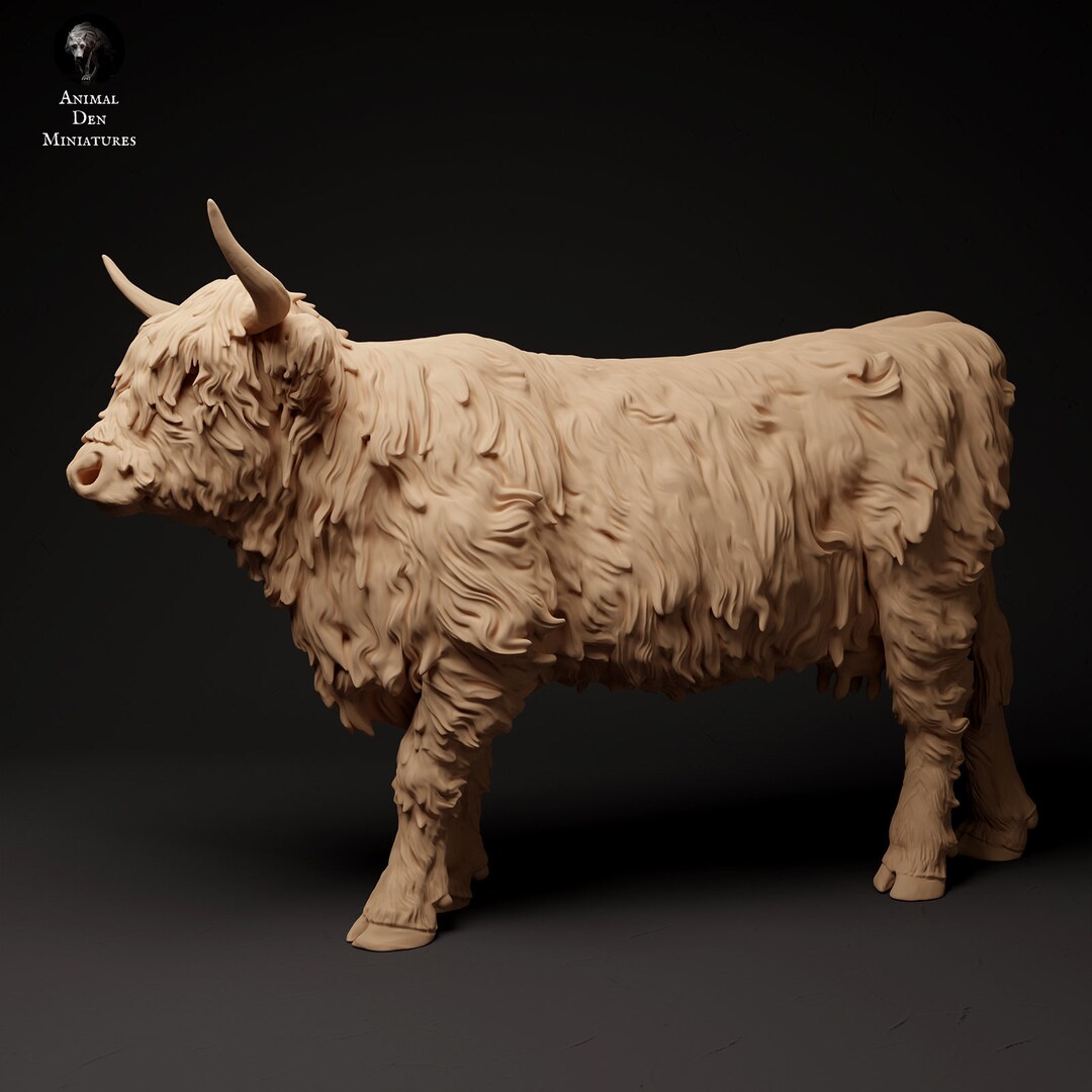 Scottish Highland Cow 1:24 Scale by Animal Den | Unpainted | Print on ...