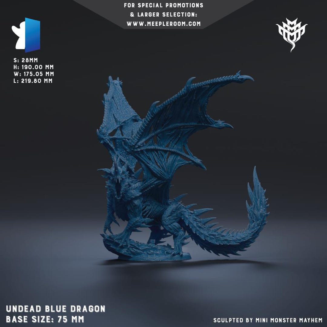 Undead Blue Dragon by Mini Monster Mayhem | Unpainted | Print on Demand ...