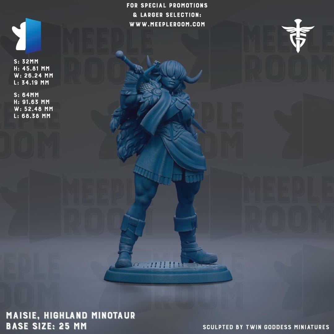 Maisie, Highland Minotaur by Twin Goddess Miniatures | Unpainted ...
