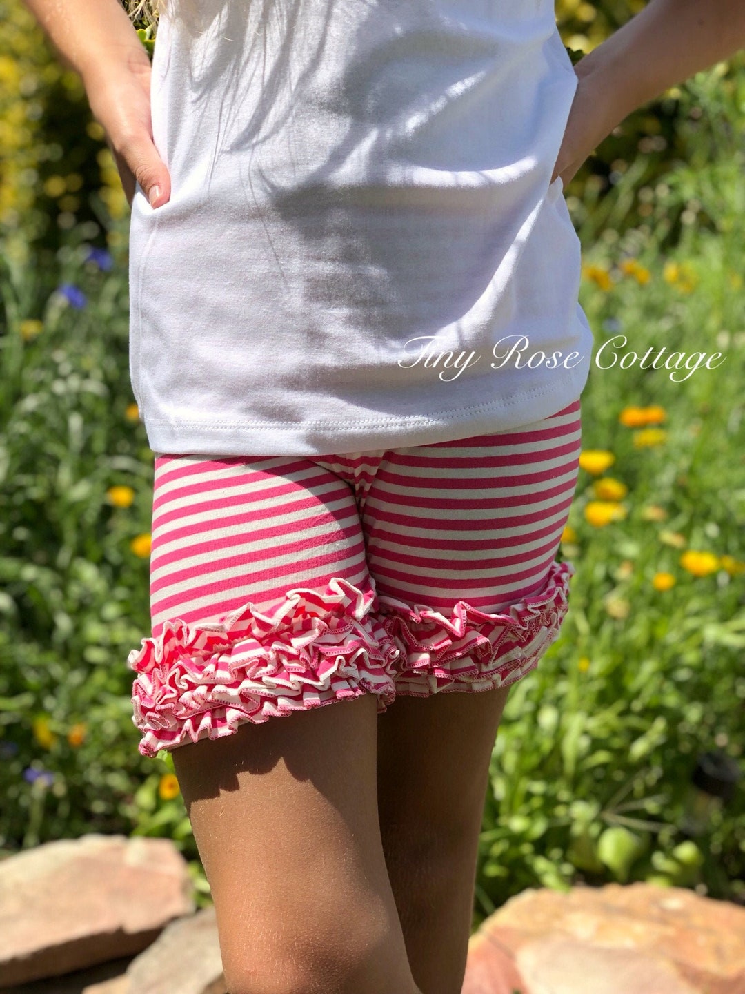 Ruffle Hot Pink Striped Shorts, Icing Shorts, Icing Pants - Etsy