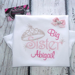 Big Sister With Crown Embroidered Shirt/body Suits Girls - Etsy