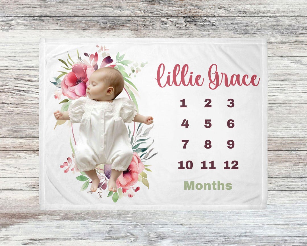 Personalized Milestone Blanket, Custom Baby Blanket, Baby Shower Gift ...