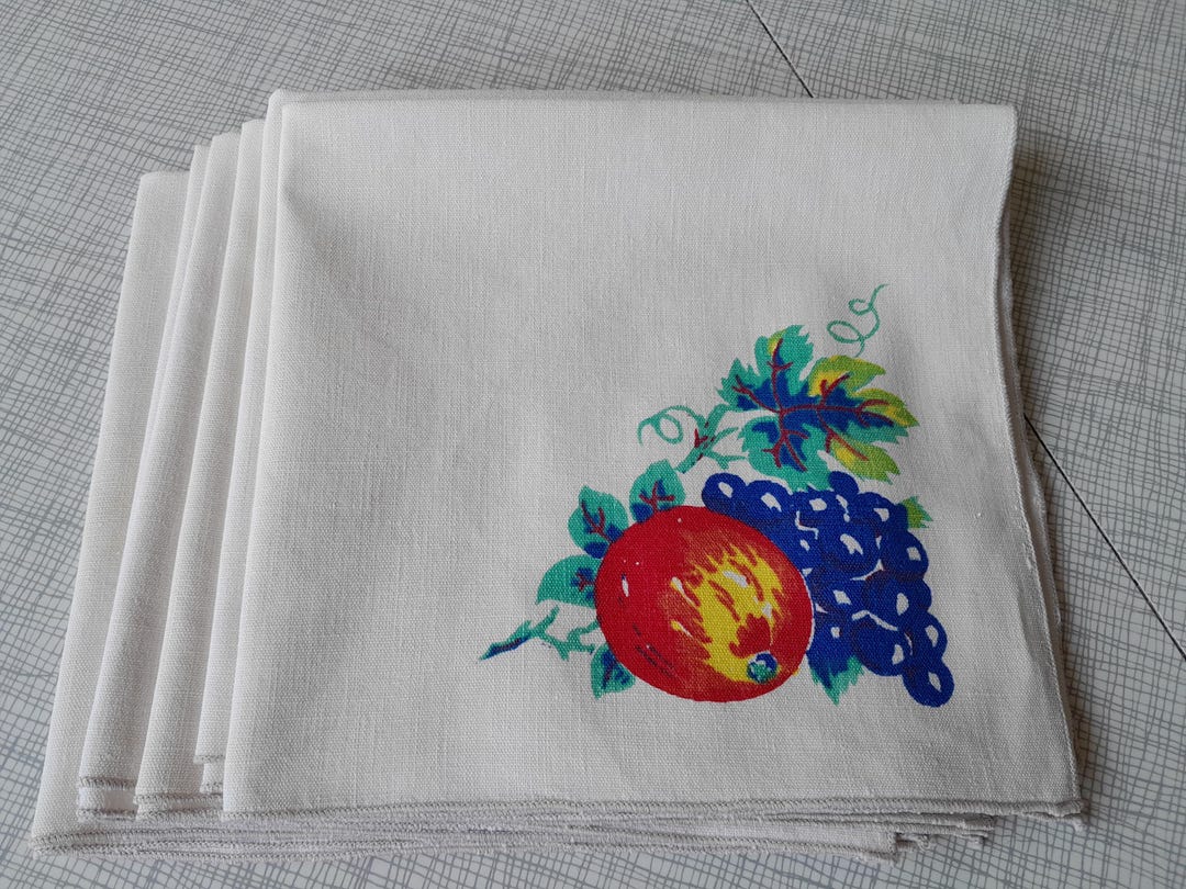 Vintage 1930s/1940s Imperial Creation Cloth Napkins Set of 6 Fruit ...