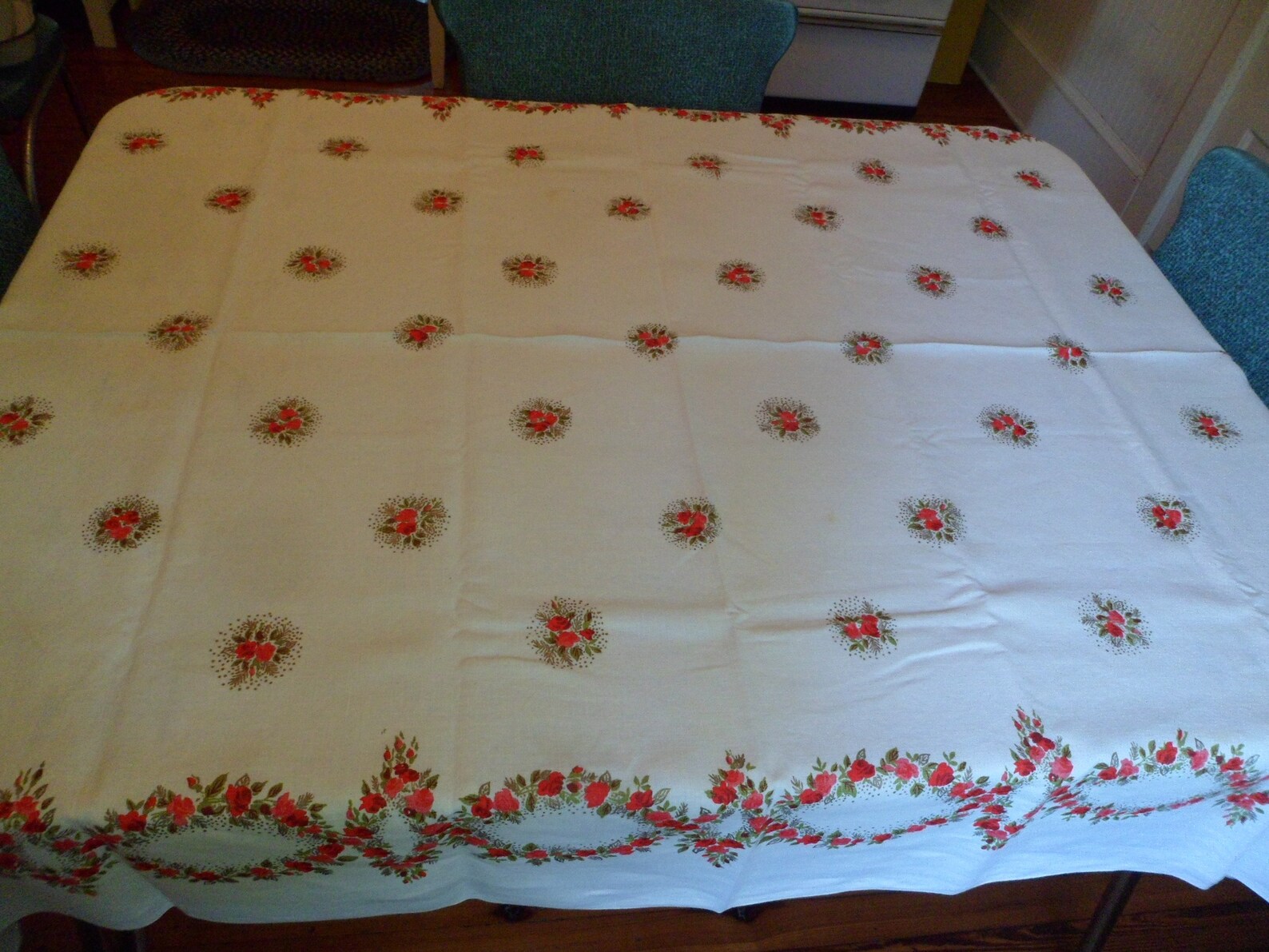 Vintage Hardy Craft Original Linen Tablecloth Tiny Red Pink - Etsy