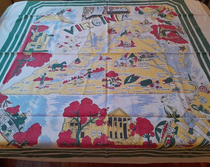 Vintage 1930s 1940s Virginia State Souvenir Tablecloth - Etsy