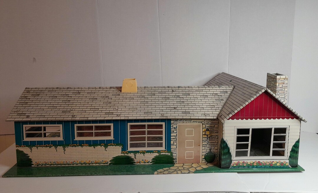 Vintage Marx Metal Dollhouse Mid Century Suburban Ranch Style - Etsy