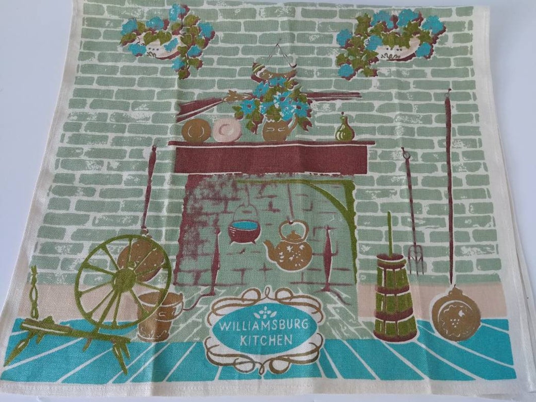 Vintage Old Stock Hardy Craft Tea Dish Towel Williamsburg Kitchen MCM ...