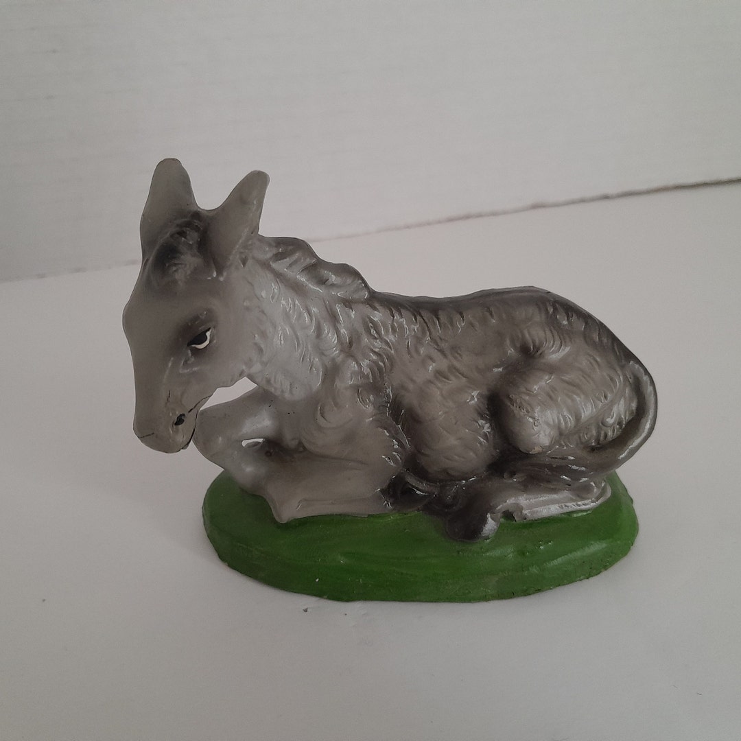 Vintage Christmas Nativity Donkey Figure Composition Paper Mache Hand ...