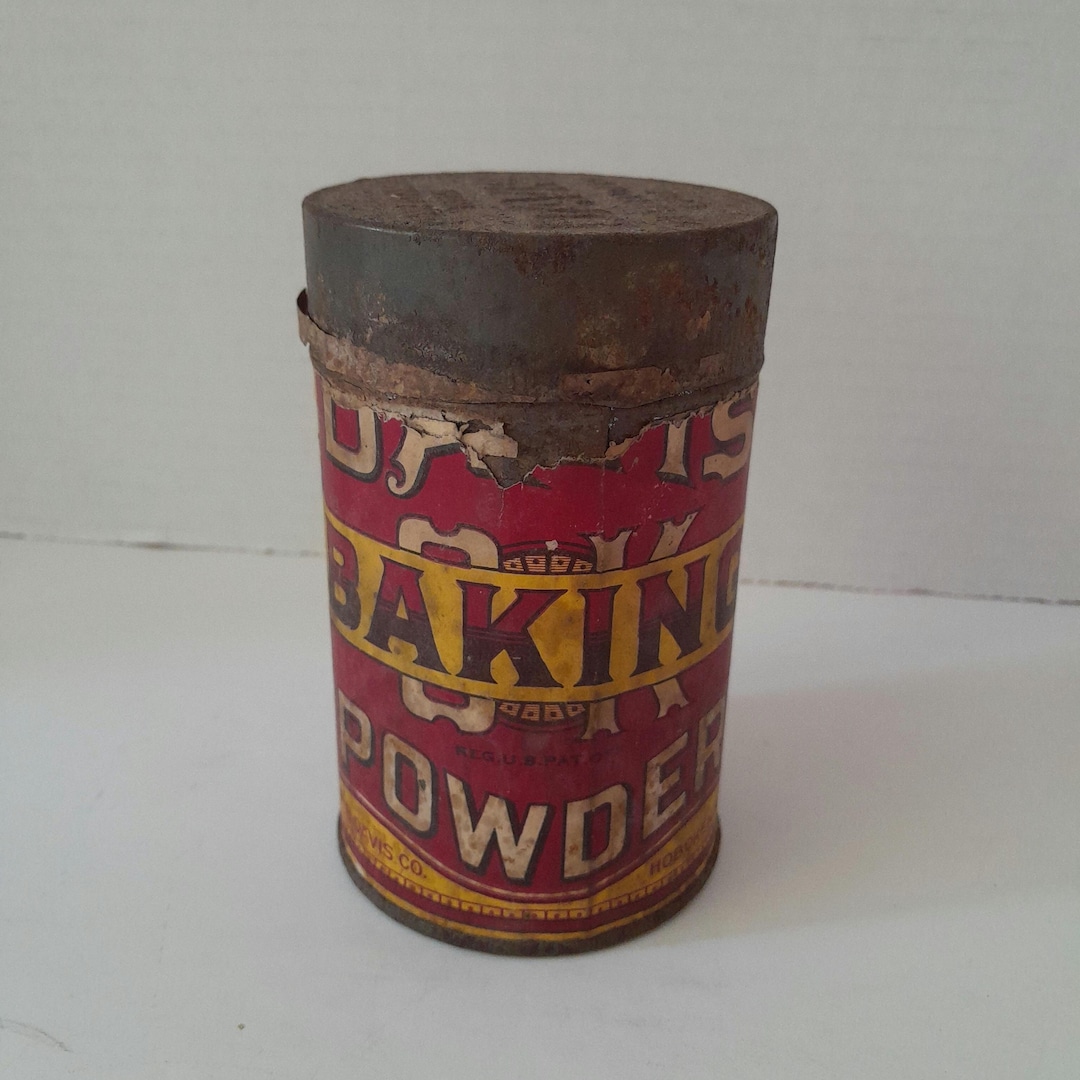 Antique Davis Baking Powder Tin Can Paper Label Vintage Kitchen - Etsy