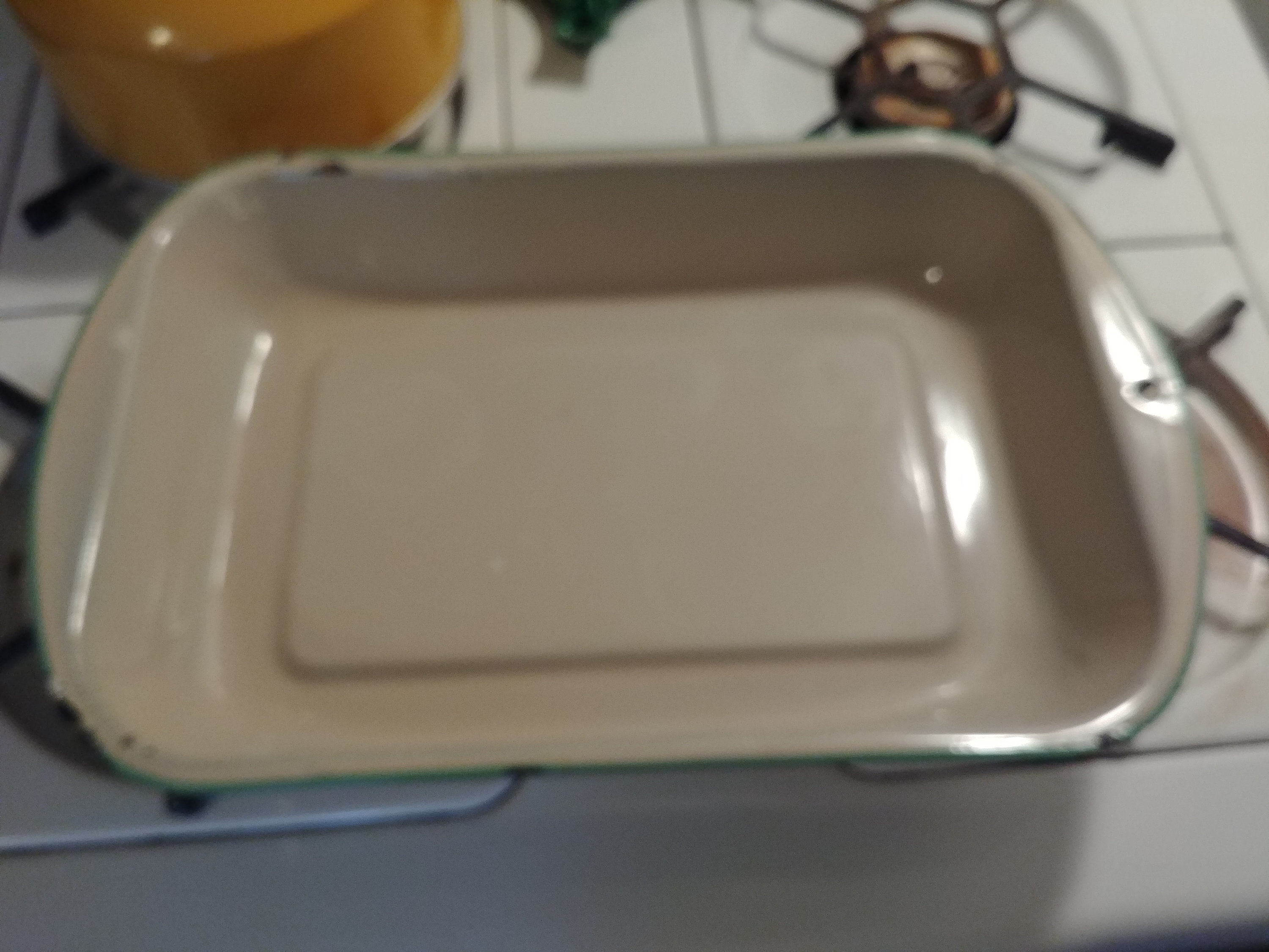 Vintage Metal Enamelware Baking Pan 13 X 9 X 2 1/2 Tan Green - Etsy