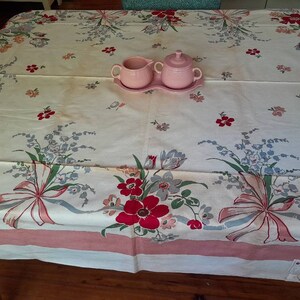 Vintage 1940s Simtex Stylecraft Tablecloth "narcissus" Paper Label 54 X ...