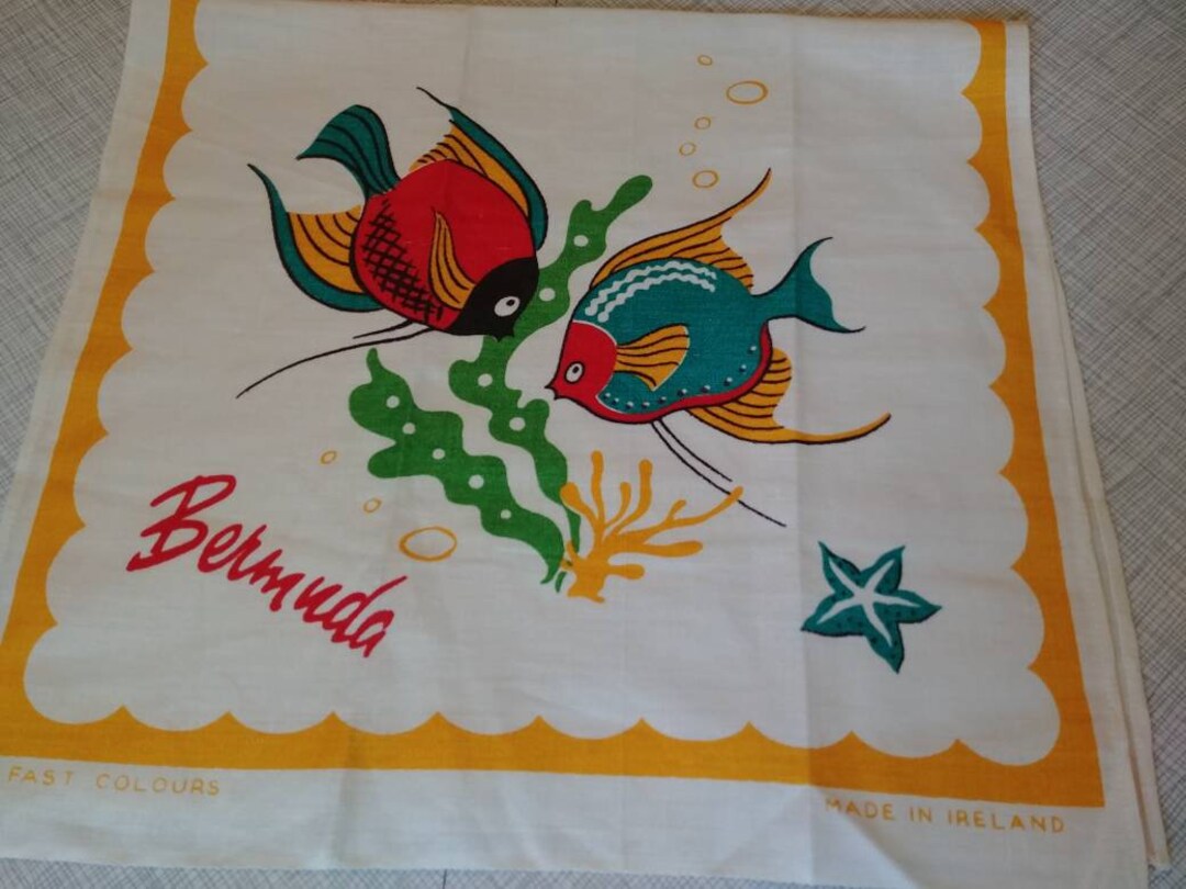 Vintage Irish Linen Bermuda Souvenir Tea Towel Old Stock - Etsy