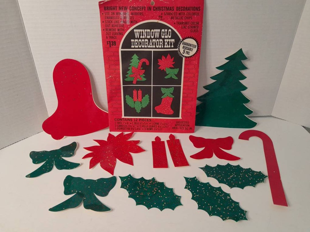 Vintage Christmas Window Glo Vinyl Window Clings 12 Pc. Made - Etsy