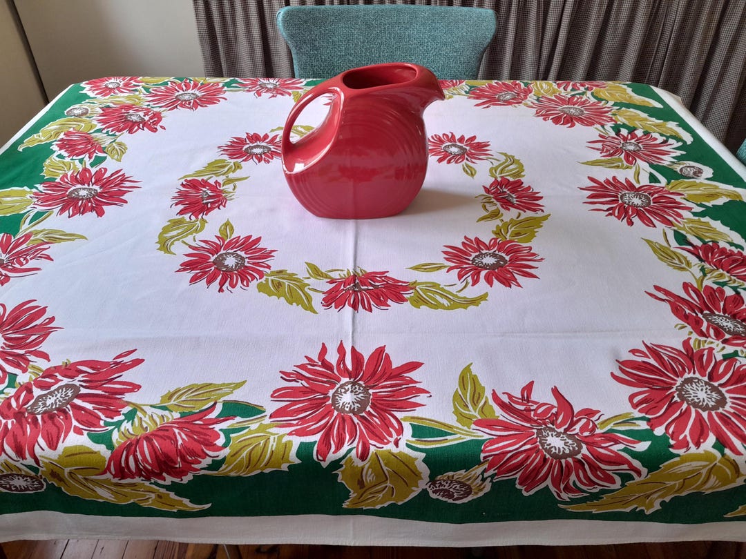 Vintage Mid Century Simtex Tablecloth "sunflower" 46 X 51 - Etsy