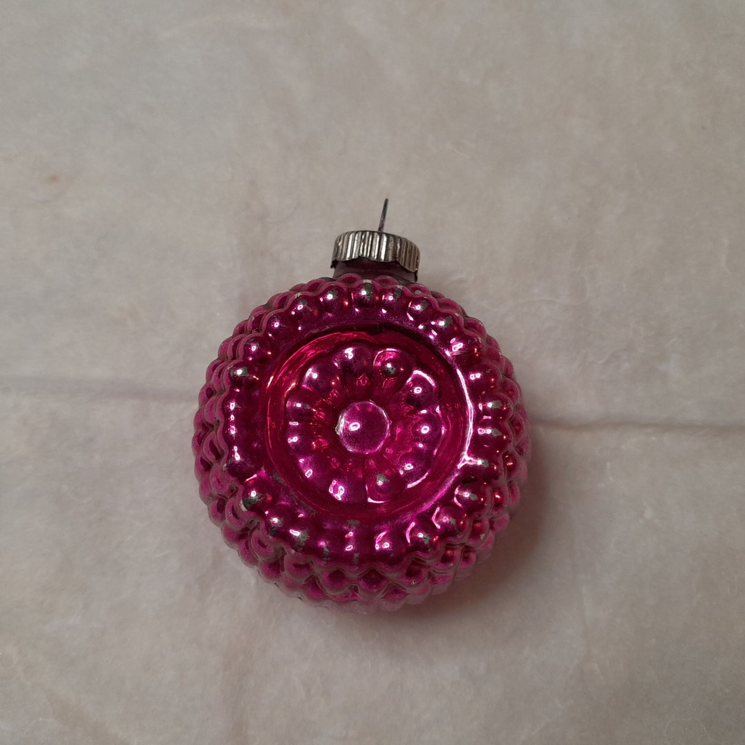 Vintage Shiny Brite Christmas Tree Ornament Pink Bumpy Glass Double ...