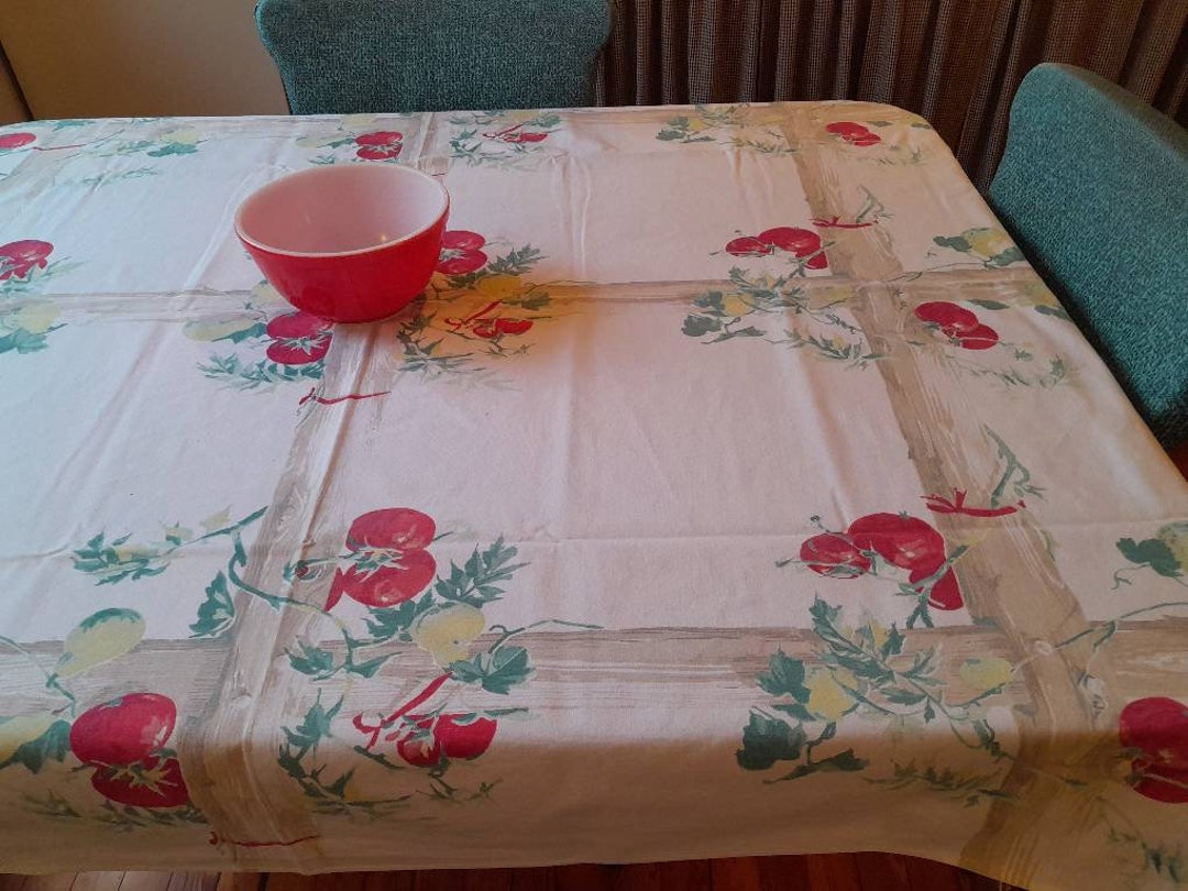 Vintage Wilendure Kitchen Garden Tomatoes Gardening Tablecloth 48 X54 ...