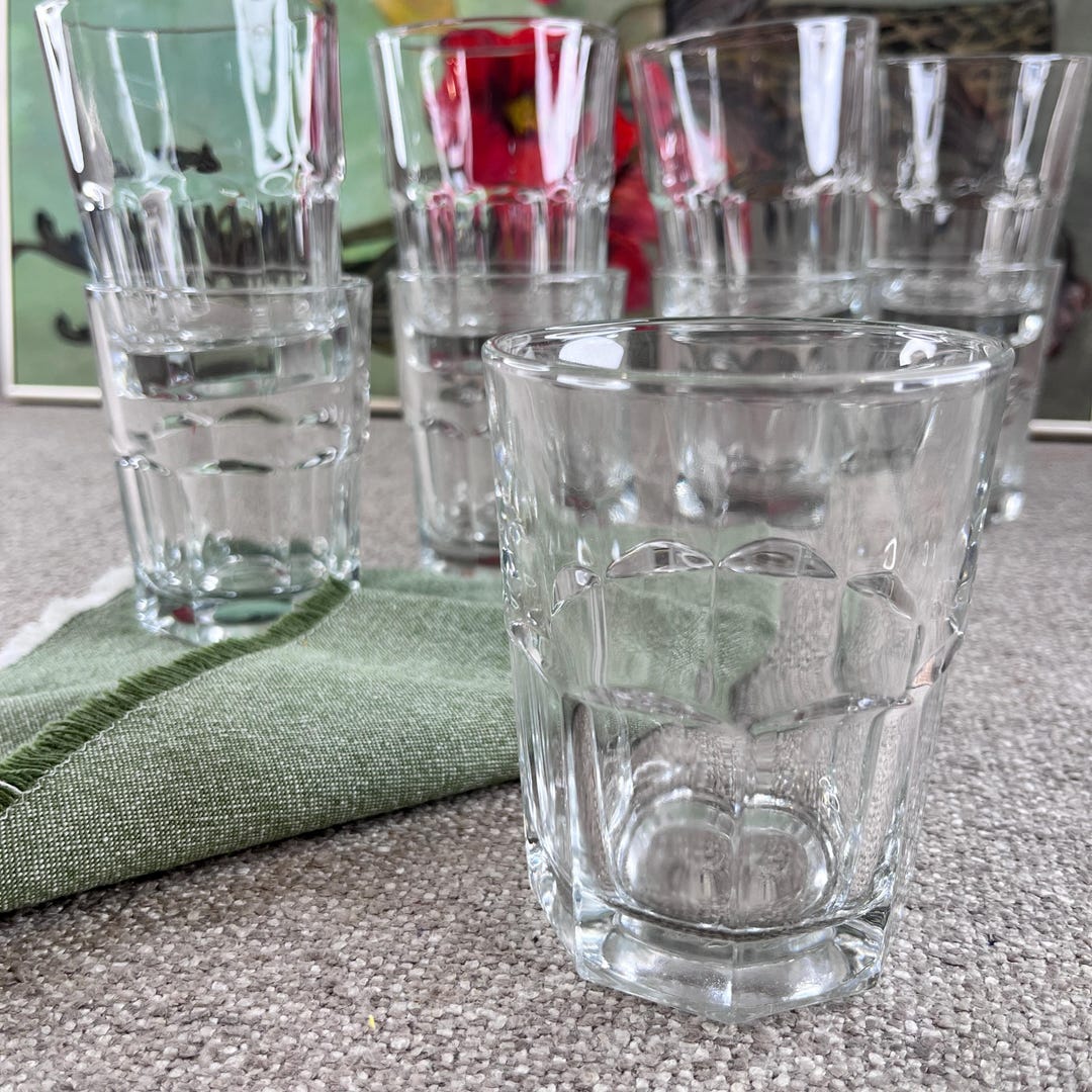 LIBBEY CRISA Glasses, Set of 9, Gibraltar Rocks, Duratuff Glass ...