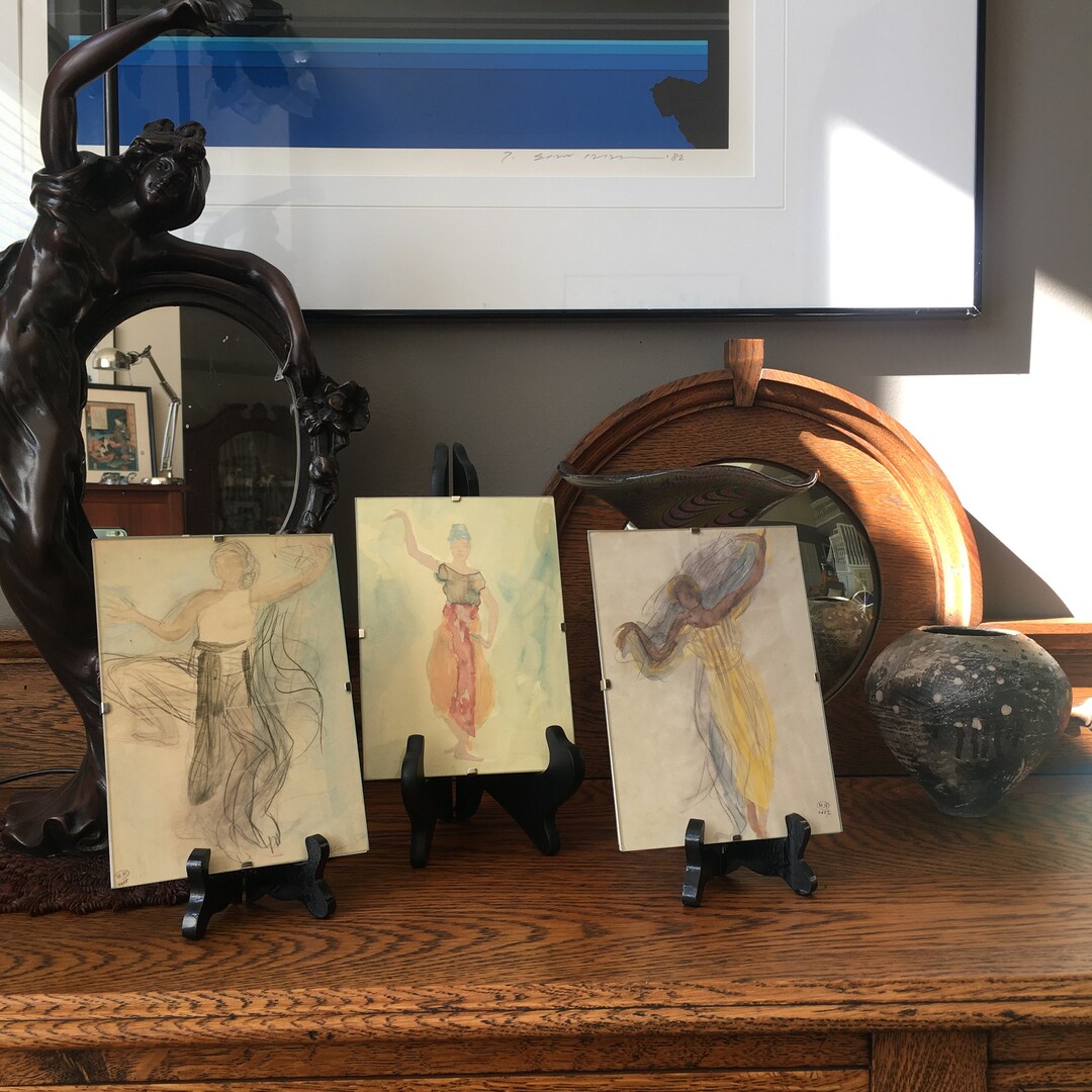 Set of Three AUGUSTE RODIN Cambodian Dancer Prints, Vintage IKEA Art ...